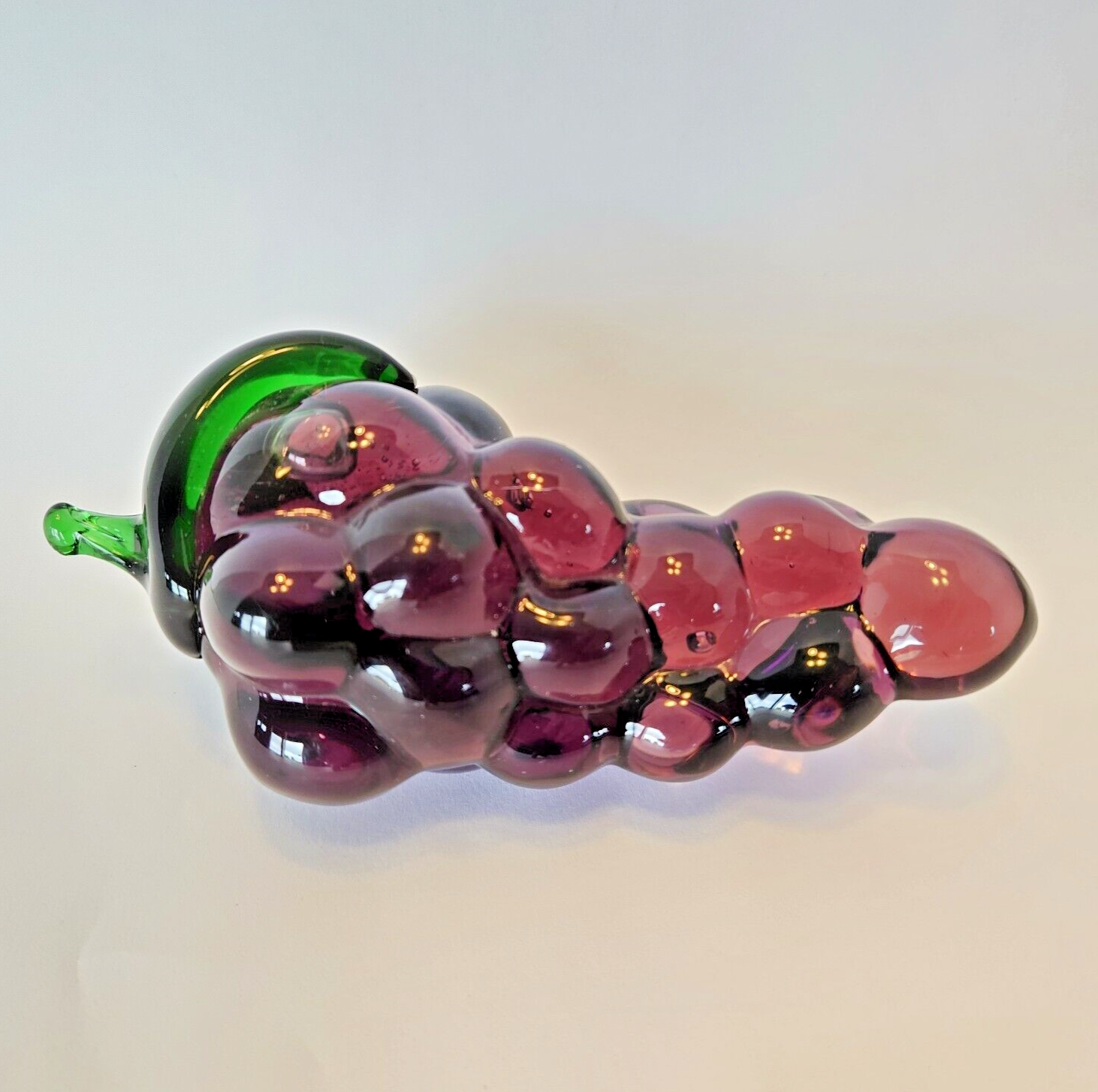 Vintage Art Glass Grapes Cluster Bunch Purple Fruit Paperweight Figurine 5 inch | eBay