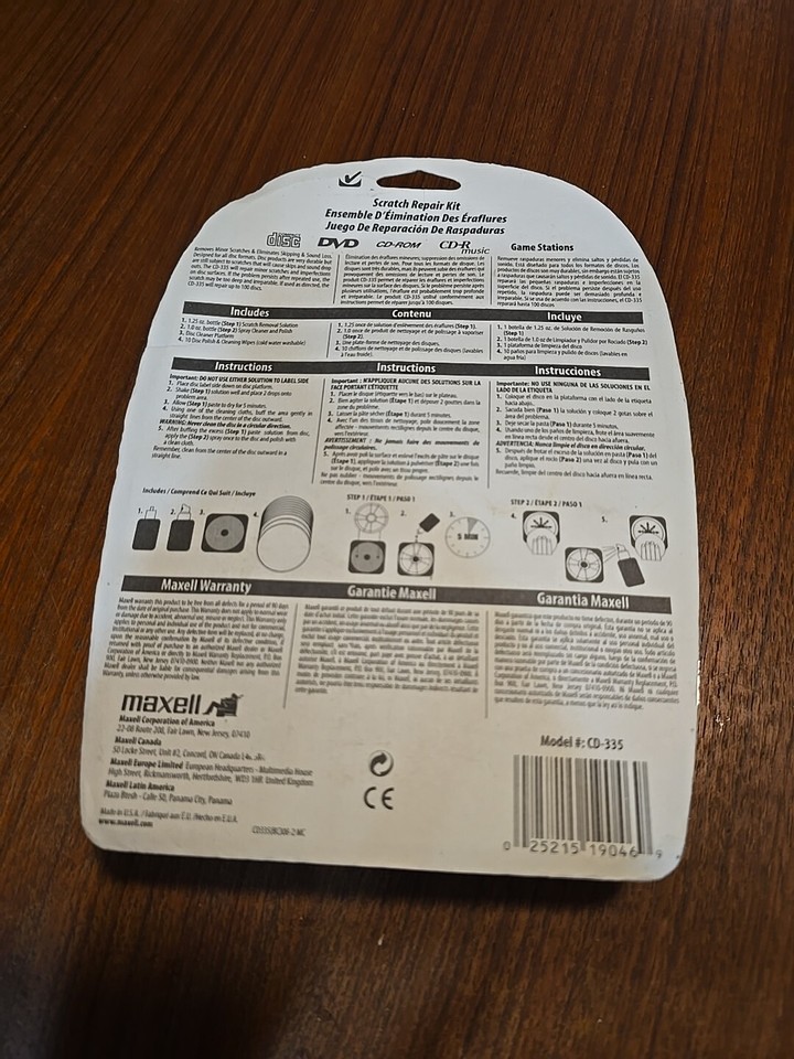 Maxell Disc Scratch Repair Kit CD-335 Disc Fixer CD DVD Video Games New ...