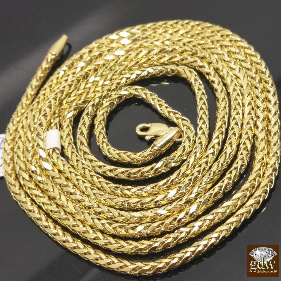 10k Yellow Gold 3mm Palm Chain Necklace 18"-30" Inch Mens ladies REAL ...