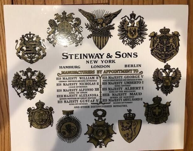 Decal Sticker Steinway & Sons Vintage 35cm for Soundboard UV Resistant ...