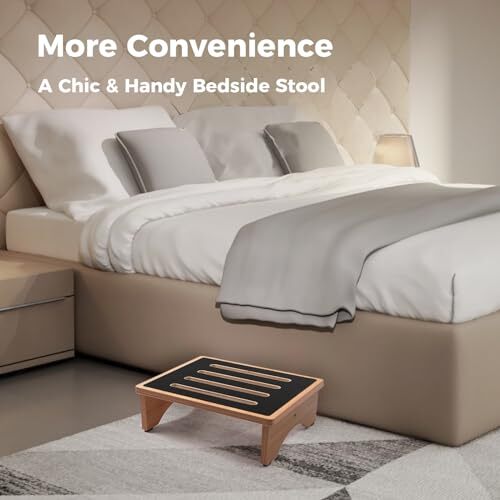 5" High Wooden Bed Step Stool for Adults, Sturdy Bedside & Shower Steps ...