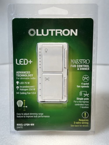 Lutron Maestro Fan Control & Light Dimmer LED Single Pole 784276239264 ...