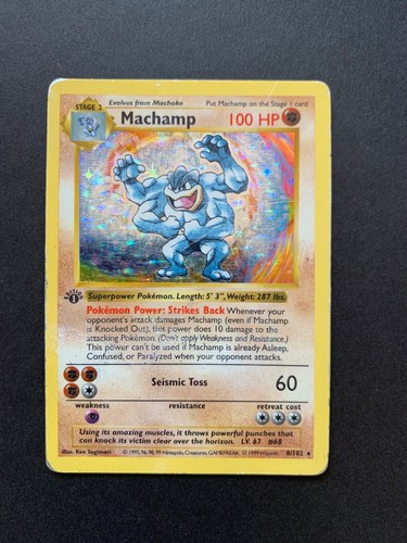 Pokémon Machamp 1st Edition Base 8/102 Shadowless HP | eBay
