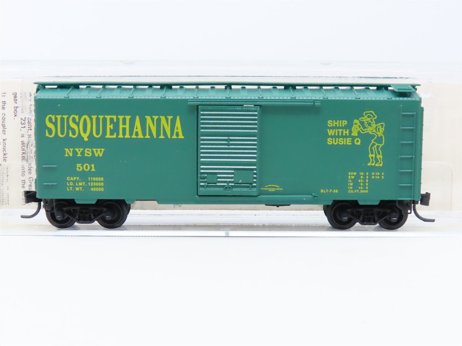 N Scale Kadee Micro-Trains MTL 20300 NYSW Susquehanna 40' Box Car #501 ...