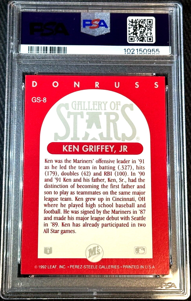 1992 Triple Play Donruss Ken Griffey Jr. #GS-8 Gallery Of Stars PSA 9 ...