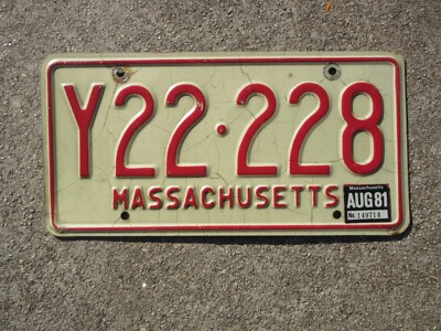 1981 Massachusetts License Plate Y22228 MA MASS Ford Chevrolet Chevy ...