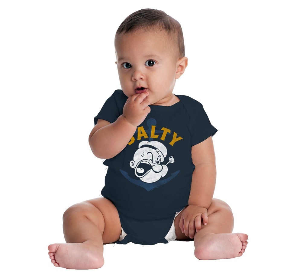 Vintage Nautical Sailor Cartoon Popeye Salty Unisex Baby Infant Romper ...
