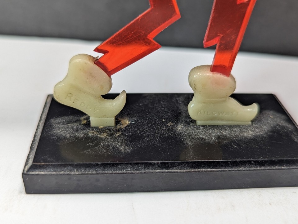 Vintage REDDY KILOWATT Business card Figure Red w/Black Stand 1940's ...