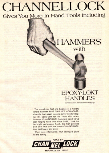 1971 CHANNELLOCK HAMMERS PRINT AD, EPOXY-LOKT VINTAGE HAND TOOL ...