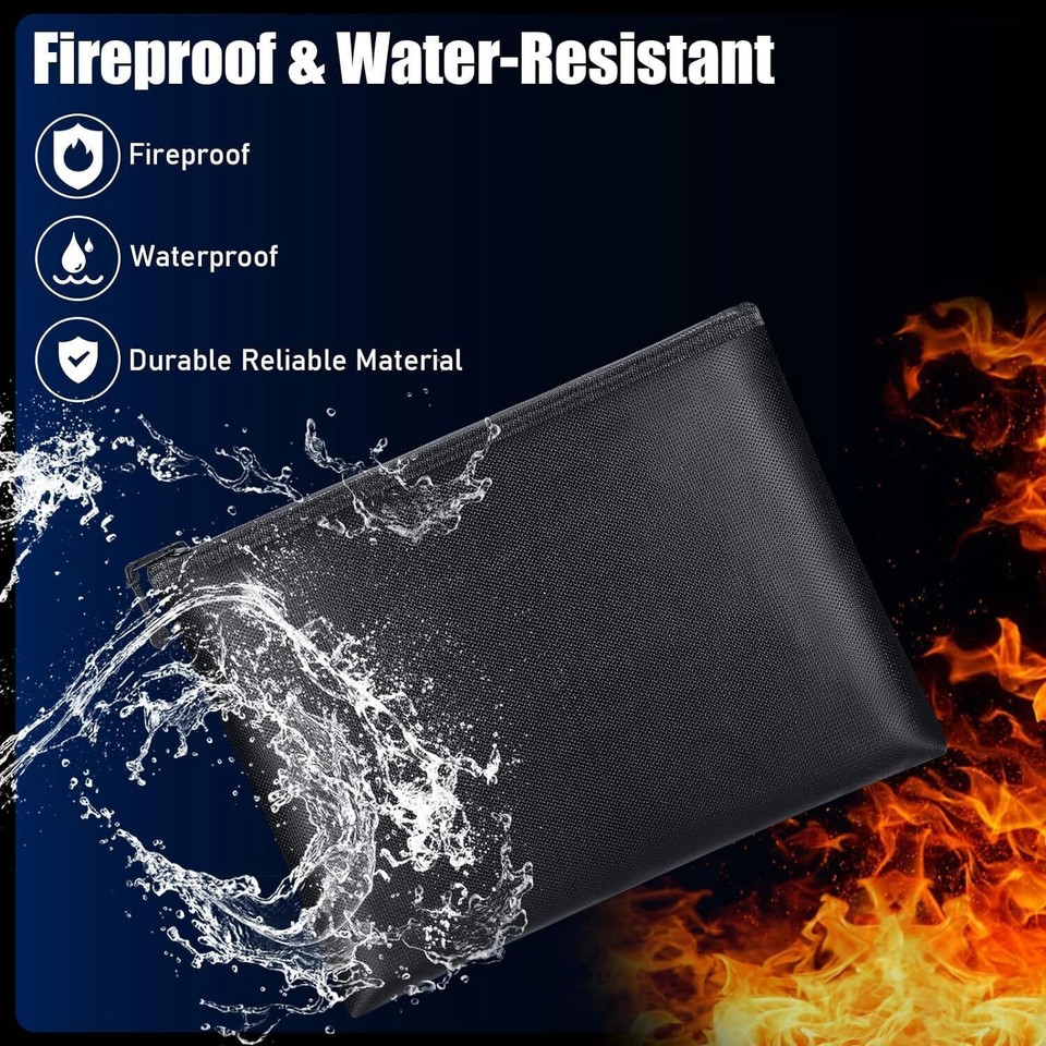 Fireproof Document Bag Waterproof Money Bag Fire Safe Cash Pouch ...