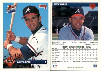 Javy Lopez Signed 1993 Donruss #782 Card Atlanta Braves Auto AU ...