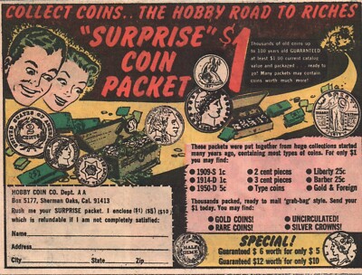 VINTAGE PRINT ADVERTISING COIN COLLECTING HOBBY TREASURE CHEST COUPONS ...