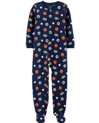 Carter's Football Pajamas Boys size 4 Basketball Fleece Footed Sleeper ...