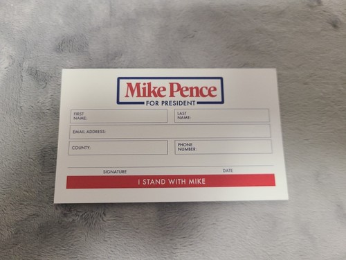 Mike Pence Official Iowa Caucus Card 5" X 3" Presidential Candidate ...