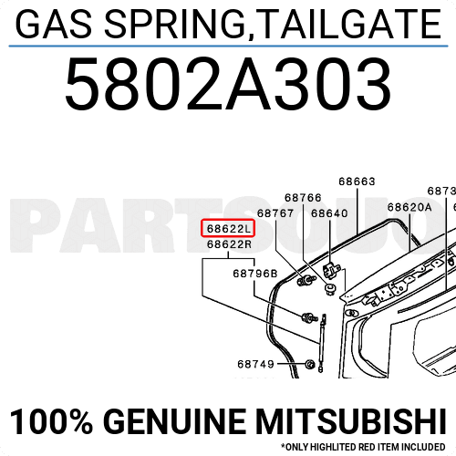5802A303+Mitsubishi+OEM+Genuine+Gas+Spring+Tailgate+LH for sale online ...
