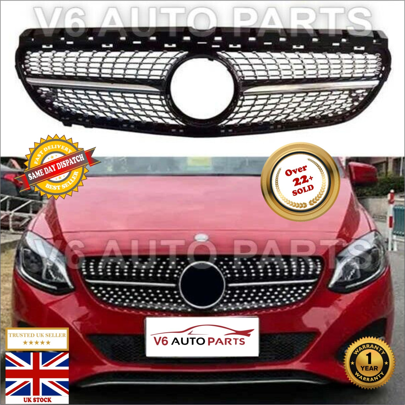 For Mercedes B-Class W246 B200 220d Front Bumper Diamond Grille 2015-18 ...
