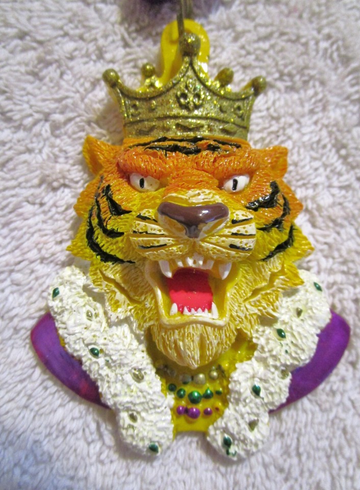 NEW! " MIKE the TIGER KING" MARDI GRAS PURPLE NECKLACE BEAD LSU ROYALTY ...