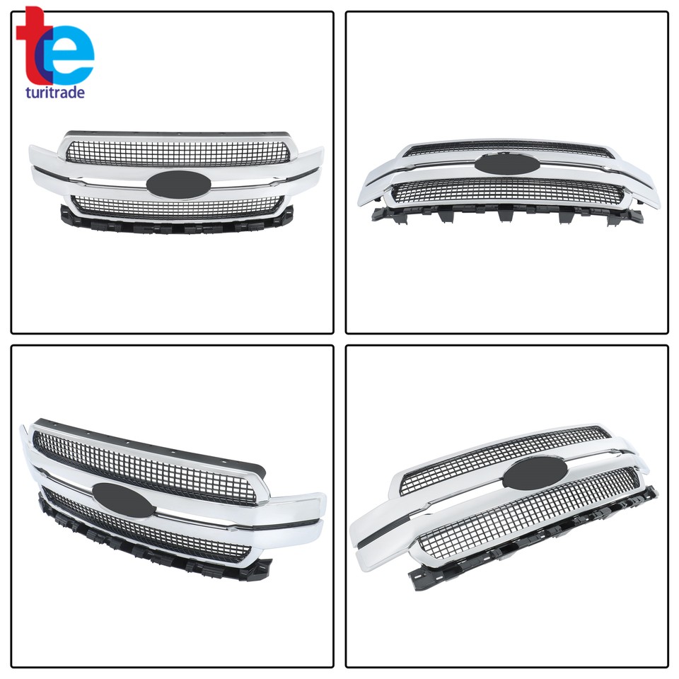 Front Upper Grille Assembly Chrome For 2018-2020 Ford F-150 JL3Z-8200 ...