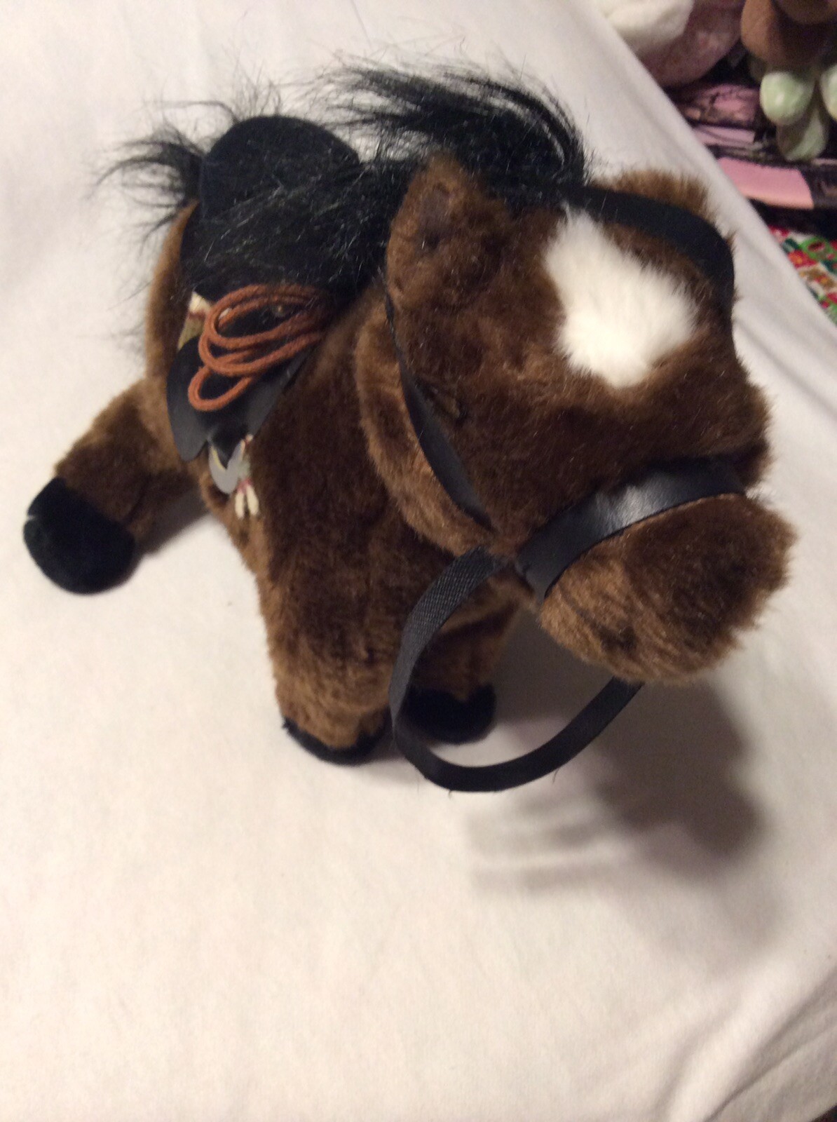 Plush Hugfun Brown Black Horse With Saddle 11"x12" | eBay