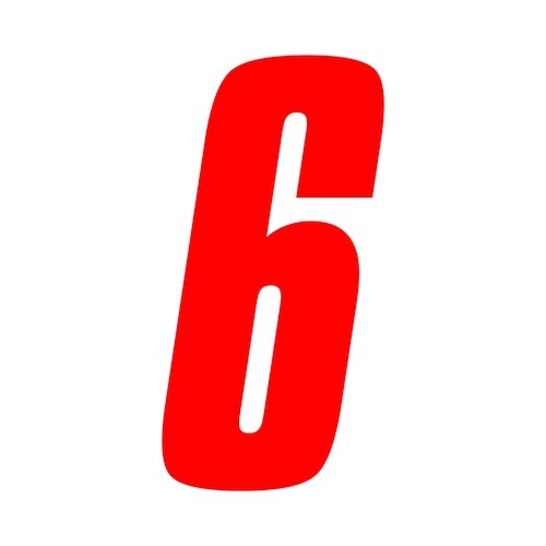8 inch tall Red Race Number 6 racing numbers decals motocross atv dirt ...
