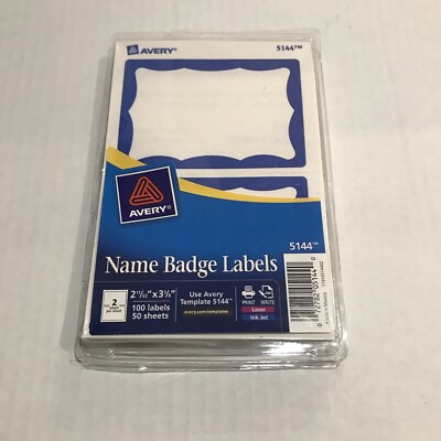 Avery 5144 Name Badge Self-Adhesive Labels 2x3 Blue Border 100 Labels ...