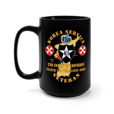 Black Mug 15oz - Army - Korea Service Vet - 2nd Infantry Div - 8th US ...