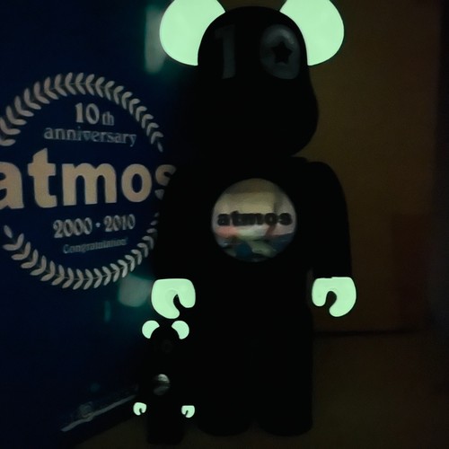 BEARBRICK ATMOS 10th Ann 400% +100% New in Box Flock Glow in Dark 2010 ...