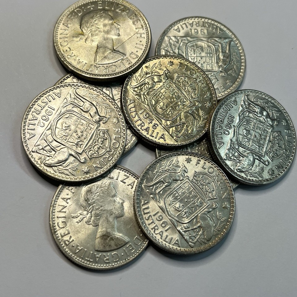1946 to 1963 Florin Coin - 50% Post Silver Australian Scrap Bullion ...