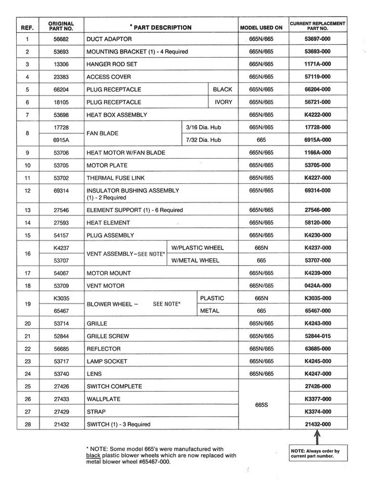NuTone® p/n 53702000 Thermal Fuse Link for 605, 660 & 665 Bath Heaters ...