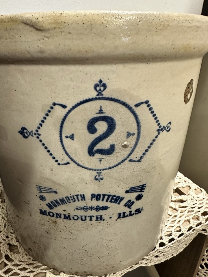 Vintage Monmouth Pottery Co. 2 Gallon Stoneware Crock Monmouth Illinois ...
