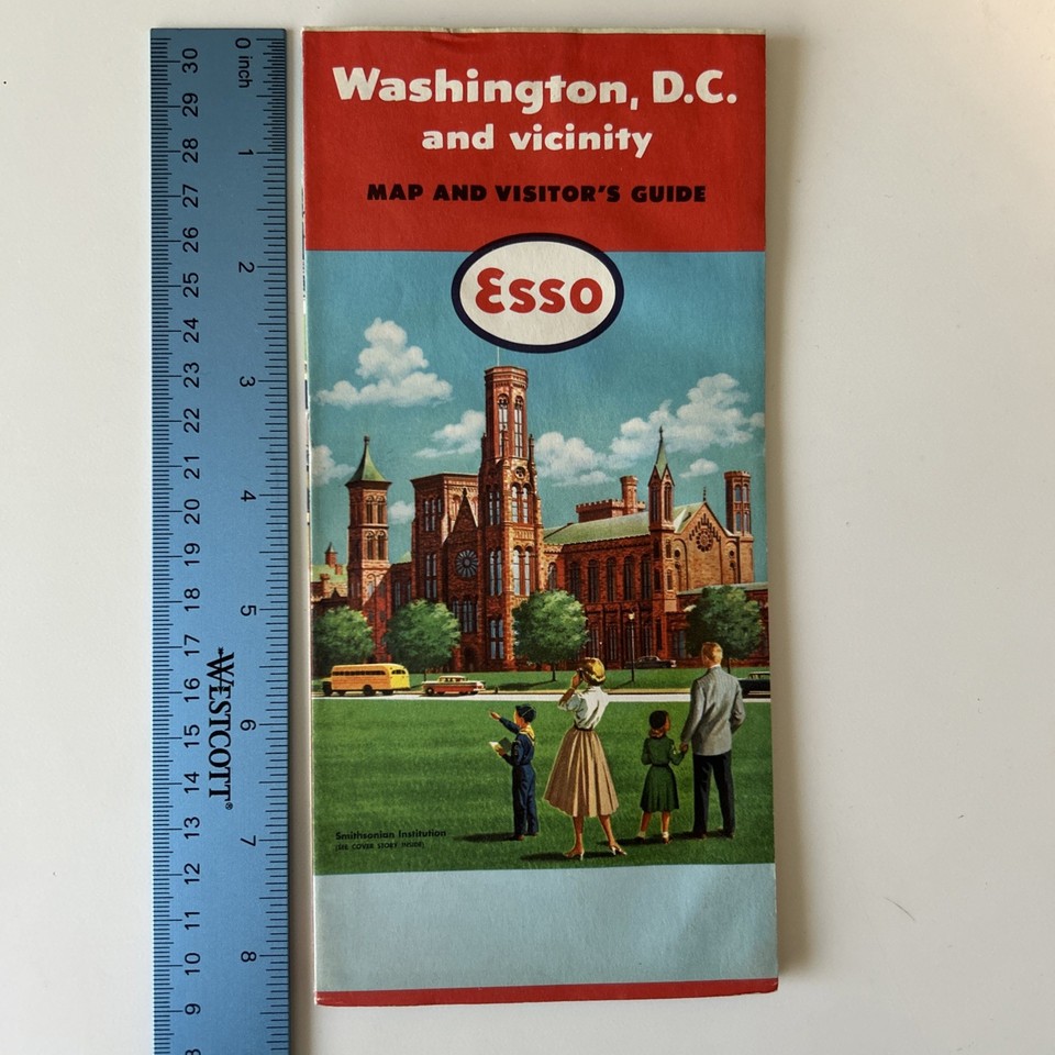 Vintage 1958 Washington DC And Vicinity Map and Visitor’s Guide, ESSO ...