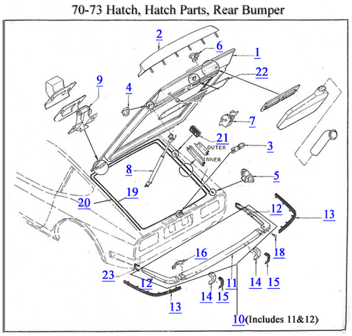 FOR DATSUN 240Z INNER & OUTER HATCH RUBBER SEAL LARGE RUBBER SEAL ...
