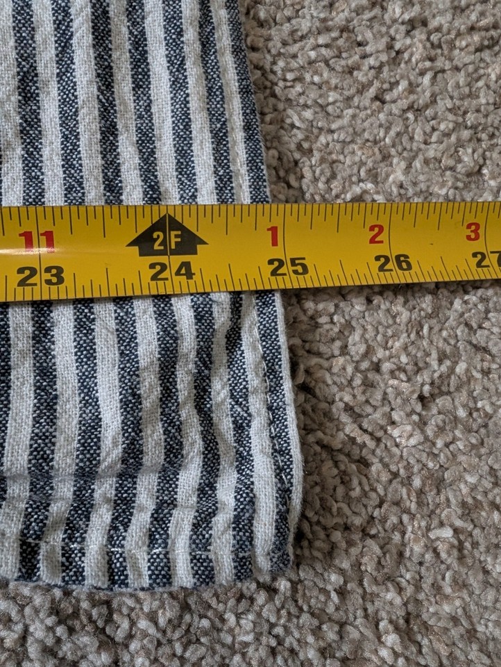 Pottery Barn sham navy blue striped button 26” Wheaton pillow cover NO ...