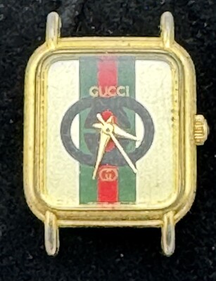 Vintage 1980s Gucci Watch face Traditional Red, Gold, Black & Green ...