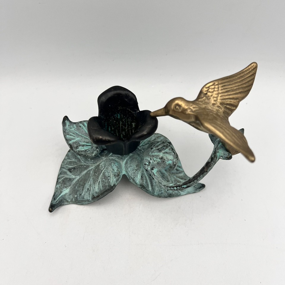 Vintage Andrea by Sadek Solid Brass Hummingbird Flower Frog | eBay