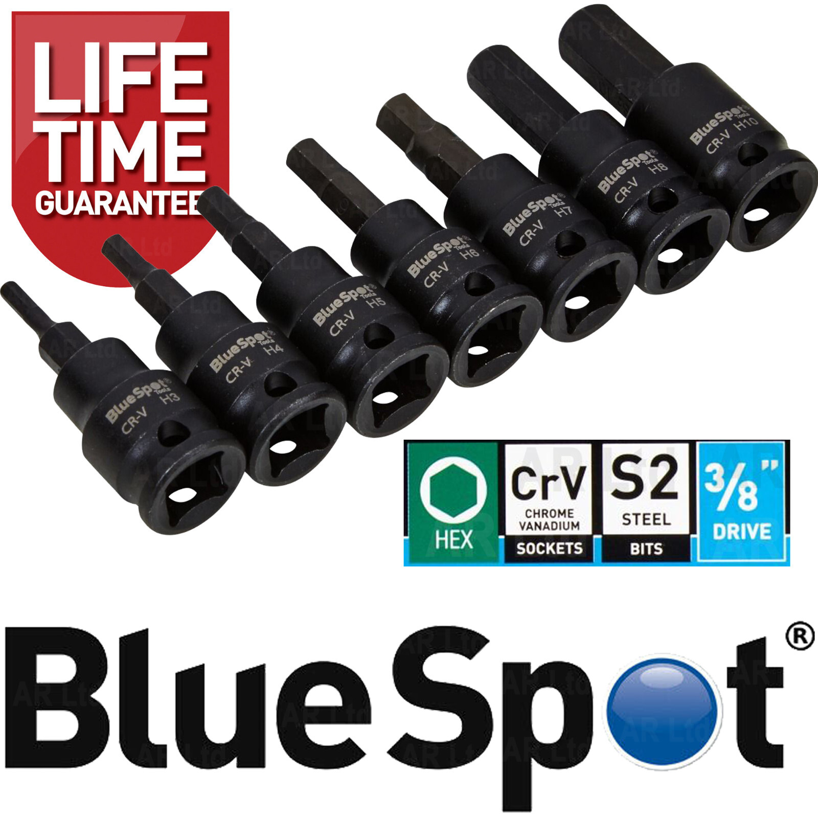 Impact H Socket Bit Set 3/8in drive Impact HEX H Sockets 3-10mm HEX ...