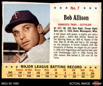1963 Jello #7 Bob Allison Twins 2 - GOOD | eBay