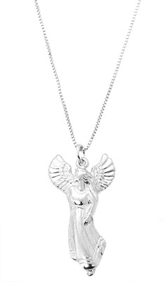Sterling Silver One Sided Tall Flying Angel with Wings Charm with ...