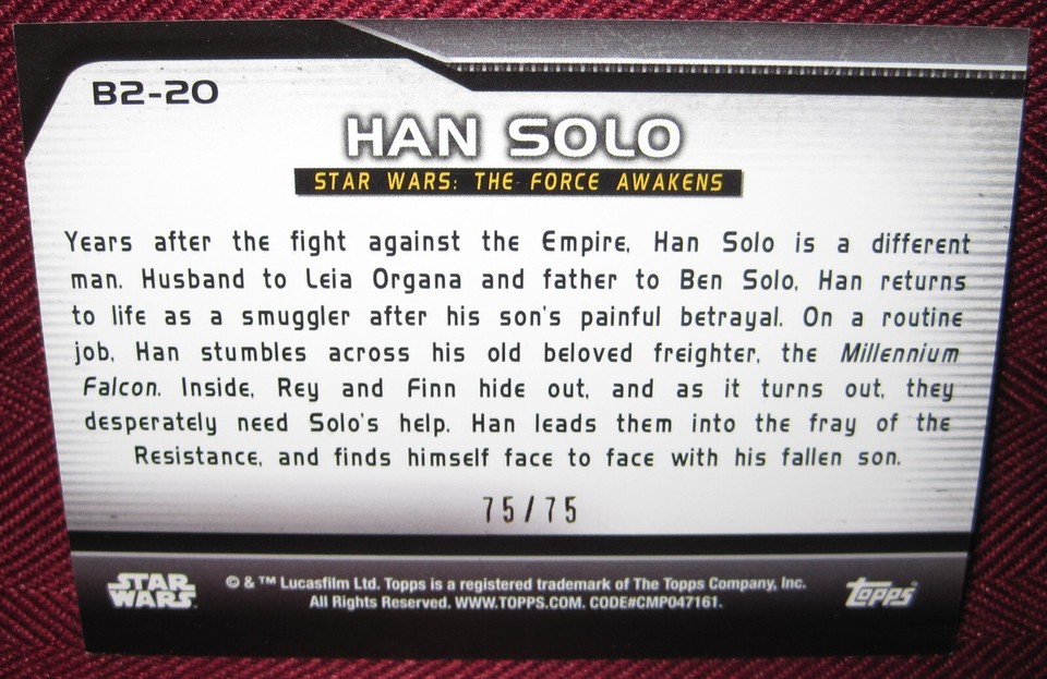 2021 TOPPS STAR WARS BOUNTY HUNTERS #B2-20 HAN SOLO PURPLE 75/75 | eBay