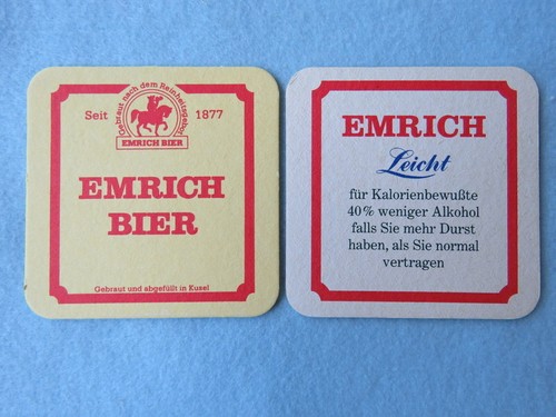 Beer Pub Coaster ~ EMRICH Brewery Leicht Light Bier ~ Kusel, GERMANY ...