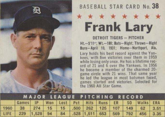 1961 Post - Frank Lary #38 Perforated for sale online | eBay