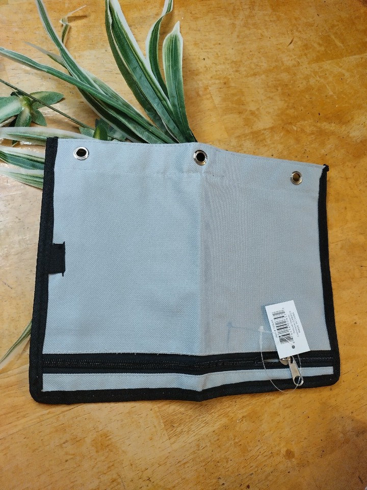 Large Gray Three Ring Pencil Case For Folder With Pockets | eBay