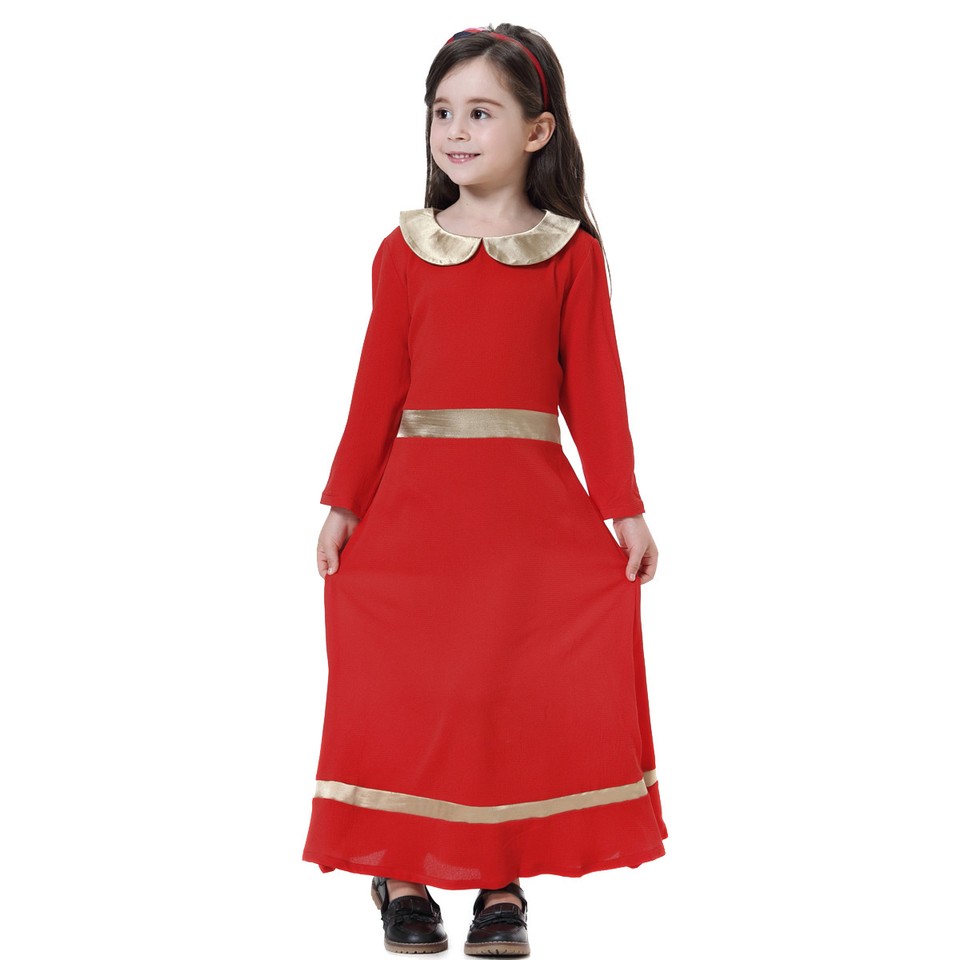 Kids Muslim Girls Long Maxi School Dress Long Sleeve Abaya Islamic Arab ...