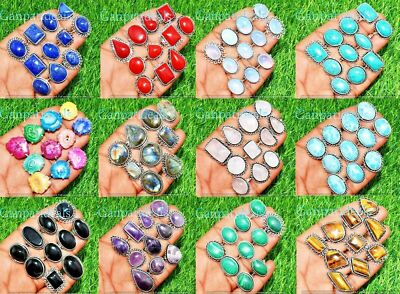 30pcs Lot Moonstone & Mix Gemstone 925 Sterling Silver Plated Mix Shape ...