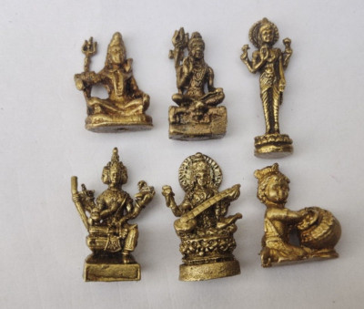 Hindu God Goddess Shiva Krishna Vishnu Laxmi Mini Brass Statue Idol ...