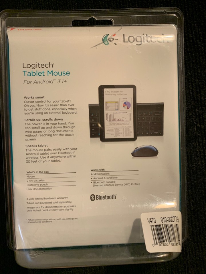 Logitech V470 Wireless Bluetooth Cordless Laser Notebook Mouse Blue M ...