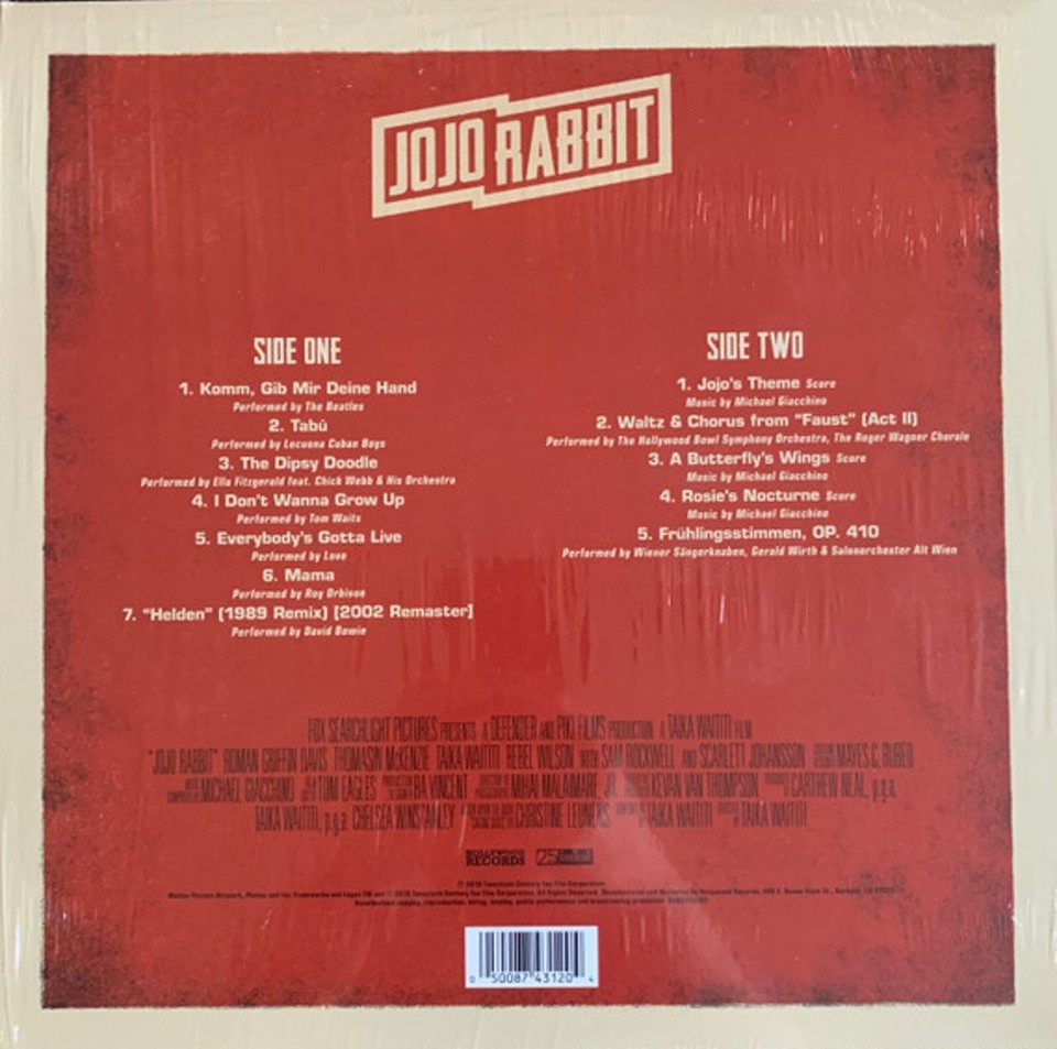 JOJO RABBIT Original Motion Picture Soundtrack HOLLYWOOD RECORDS Sealed ...