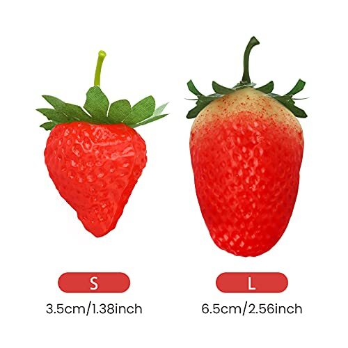 20 Pieces Artificial Strawberry Lifelike Fruit Plastic Strawberries ...