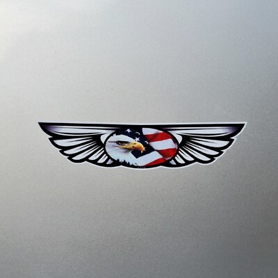 US American Flag With Bald Eagle Wing Vinyl Sticker For Car Van Bumper ...