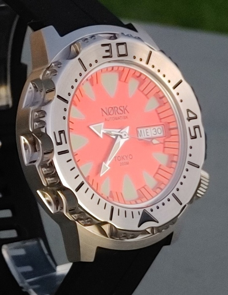 Automatic Sea Monster Watch, Norsk, Diver, Seiko NH36a movement Orange ...